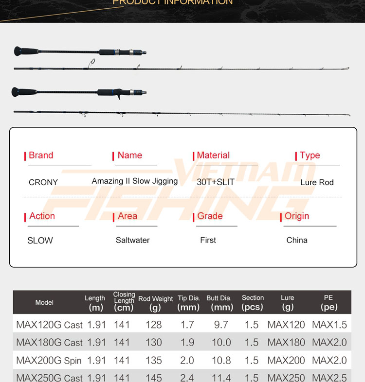 Cần Câu Slow Jigging Crony Amazing II - Vietnam Fishing