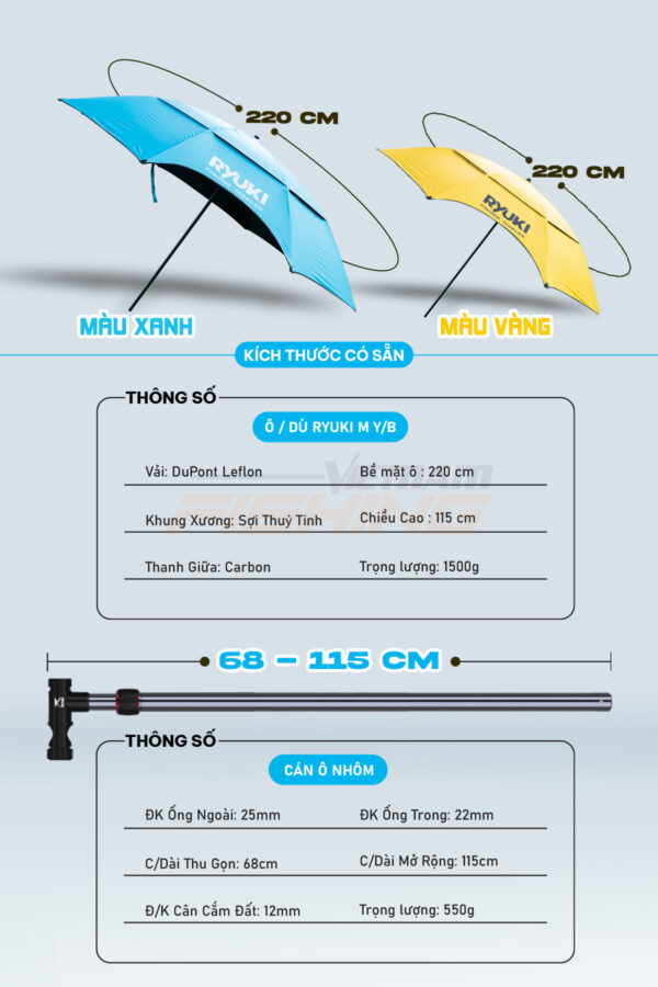 Dù Câu Cao Cấp RYUKI M Code - Vietnam Fishing