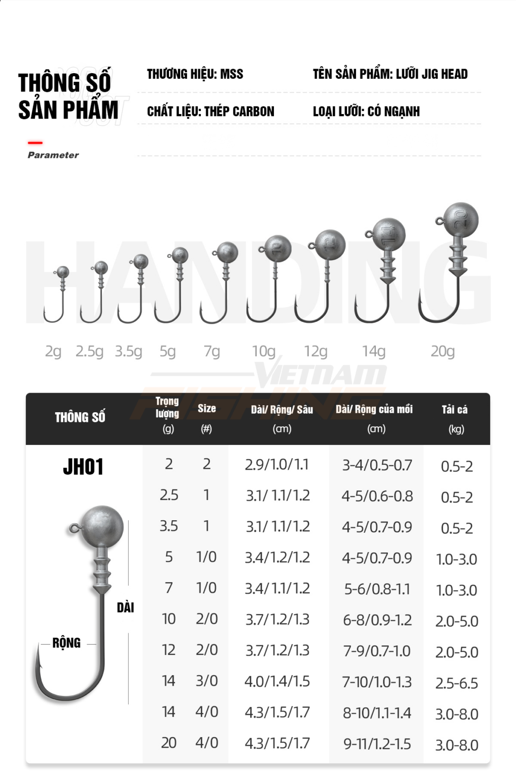Lưỡi Câu Lure MSS Jig Head - Vietnam Fishing
